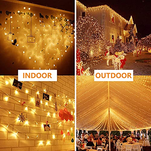 SANJICHA Extra-Long 66FT String Lights Outdoor/Indoor, 200 LED Upgraded Super Bright Christmas Lights, Waterproof 8 Modes Plug in Fairy Lights for Bedroom Party Wedding Garden (Warm White)