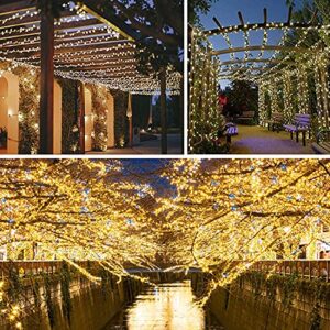 SANJICHA Extra-Long 66FT String Lights Outdoor/Indoor, 200 LED Upgraded Super Bright Christmas Lights, Waterproof 8 Modes Plug in Fairy Lights for Bedroom Party Wedding Garden (Warm White)