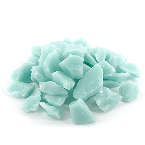 Glow in The Dark Fire Glass Gravel Stones Rocks for Fire Pit Use Fish Tank Aquarium Garden Decoration,2-4cm,680g/1.5lb (Aqua)