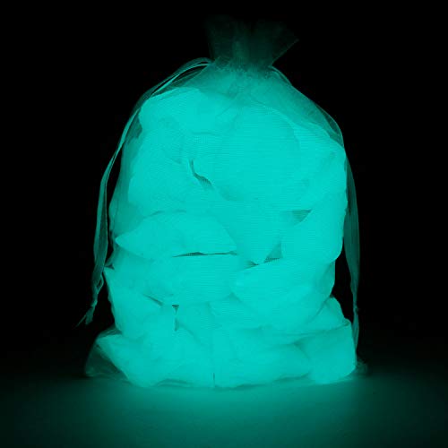 Glow in The Dark Fire Glass Gravel Stones Rocks for Fire Pit Use Fish Tank Aquarium Garden Decoration,2-4cm,680g/1.5lb (Aqua)