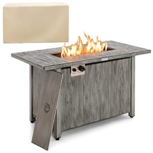 happygrill 43 inches outdoor propane fire pit table, 50,000 btu gas fire pit table with lid, protective cover and lava rocks, pulse ignition gas fire table for backyard garden patio, csa certification