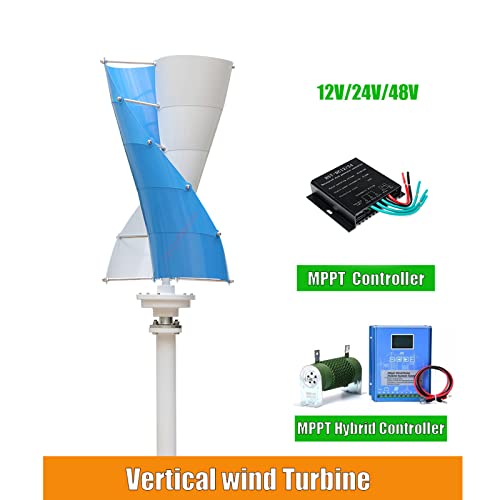 Blue Spiral Wind Power Turbine Generator, 12000W 12V 24V 48V Vertical Magnetic Levitation Wind Turbine Generator for Outdoor Garden Lighting And Power Generation ,12v