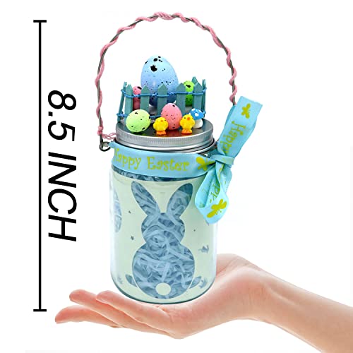 unbrands 3 Pack Light Up Easter Craft Kit,DIY Easter Lantern Craft,Mason Jars Easter Hanging Lantern Decoration,Indoor Garden Decor,DIY Night Light