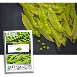 mammoth melting sugar snow pea seeds for planting, 50+ heirloom seeds per packet, (isla’s garden seeds), non gmo seeds, botanical name: pisum sativum, great home garden gift