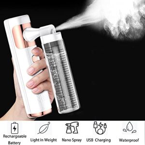 Wireless Disinfectant Fogger Mist Gun, Portable Nano Mist Sprayer, Handheld Electric Sprayer Steam Gun Rechargeable Atomizer Sprayer for Home, Indoor, Office, School, Car, Garden, Outdoor(White)