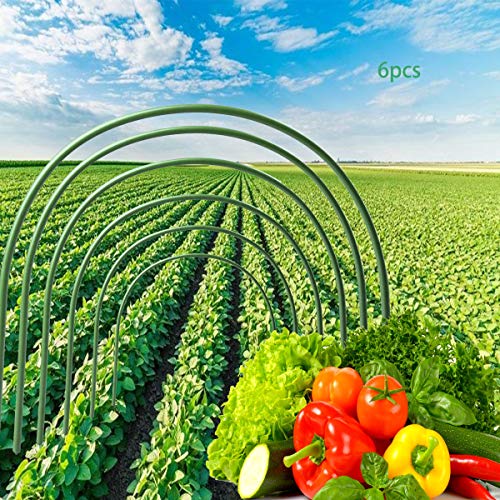 Support Hoop Greenhouse Frame Garden Hoops-6Pack, 4Ft Long Plant Support Hoops Rust-Free Grow Tunnel, Plastic Coated Tunnel Hoop Support Hoops for Garden Stakes Fabric