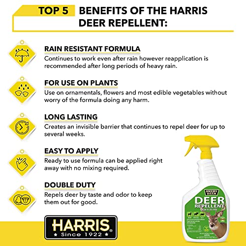 Harris Deer Repellent, Long Lasting Ready to Use Plant Safe Formula, 32oz