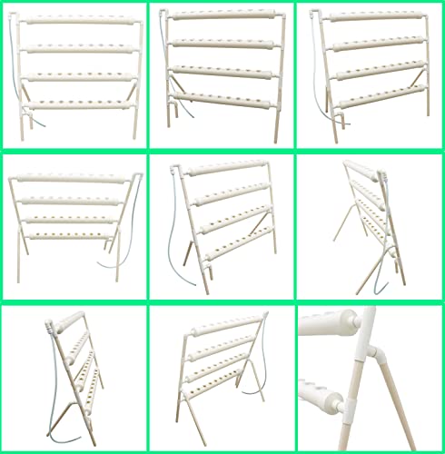 INTBUYING Hydroponic36Holes Plant Site Grow Kit Hydroponics Growing System Garden System Vegetable Ladder Style-4 Pipes 4 Layer （Outer Set Hose）