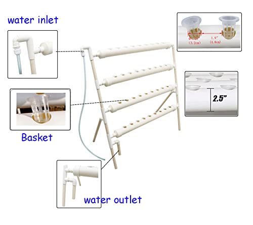 INTBUYING Hydroponic36Holes Plant Site Grow Kit Hydroponics Growing System Garden System Vegetable Ladder Style-4 Pipes 4 Layer （Outer Set Hose）