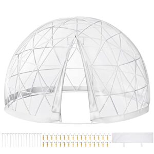 vevor garden dome 12ft – geodesic dome with pvc cover – lean to greenhouse with door and windows for sunbubble, backyard, outdoor winter, party