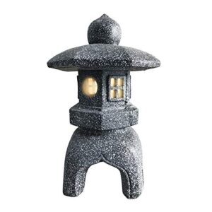 oushuai pagoda garden statue outdoor figurine lights solar powered led garden decor pagoda light asian lantern outdoor decorations home tranquil resin waterproof decor lawn yard