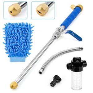 hydro jet high pressure power washer gun, pressure power hose nozzle washer wand nozzle glass window cleaning sprayer for car home garden washing, wash mitt and soap dispenser