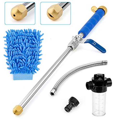 Hydro Jet High Pressure Power Washer Gun, Pressure Power Hose Nozzle Washer Wand Nozzle Glass Window Cleaning Sprayer for Car Home Garden Washing, Wash Mitt and Soap Dispenser