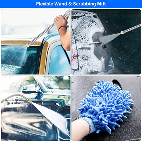 Hydro Jet High Pressure Power Washer Gun, Pressure Power Hose Nozzle Washer Wand Nozzle Glass Window Cleaning Sprayer for Car Home Garden Washing, Wash Mitt and Soap Dispenser