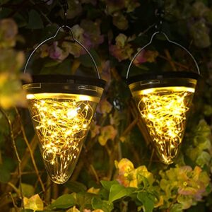 CHISROSLIN Hanging Solar Outdoor Lights Garden Decor Lighting Waterproof, Outside Decorative Solar Powered Light for Fence Patio Yard Lawn Garden Trees