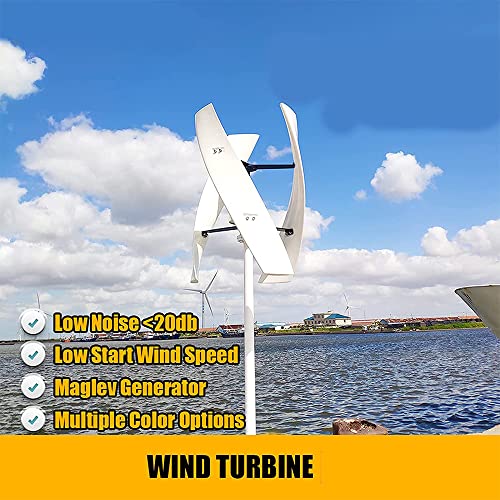 AISINILALAO 5000W Vertical Axis Wind Turbine Generator Set, Household 12V 24V 48V 220V No Noise Wind Generator Kit with Controller for Courtyard Garden Lighting(White),12v