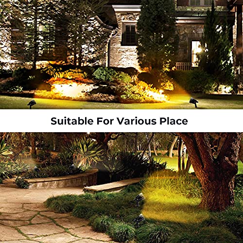 Yard Spot Lights Outdoor Landscape Lights, 5W 3000K COB Bright Spotlights Rain-Proof Garden Lights Walls Trees Flags Lawn Decorative Lamp Outdoor Spotlights with Spike Stand, Warm White, 4 Pack