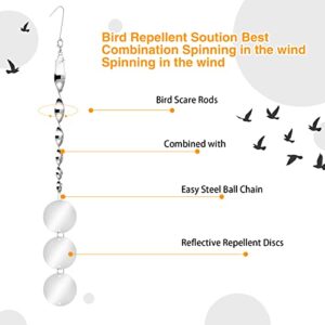 Upgraded Bird Scare Devices Set 54 Pcs Reflective Discs 18pcs Bird Scare Rods Double Sided Bird Reflectors Outdoor for Keep Birds Away Woodpeckers Pigeons from Your House Garden Boat