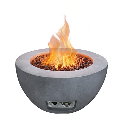 Kante 25 Inch Propane Fire Table, 50,000 BTU Large Concrete Fire Pit Table for Outdoor Garden Patio, Smokeless Gas Fire Pit with Waterproof Cover, Side Handles, Natural Concrete (A-B01-81921)