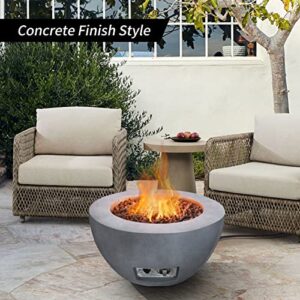 Kante 25 Inch Propane Fire Table, 50,000 BTU Large Concrete Fire Pit Table for Outdoor Garden Patio, Smokeless Gas Fire Pit with Waterproof Cover, Side Handles, Natural Concrete (A-B01-81921)