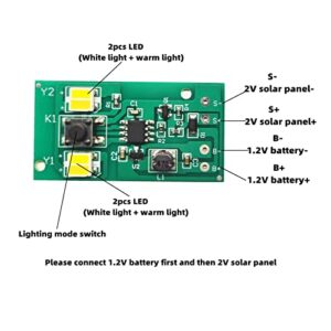 Jeanoko Solar Lamp Control Board, PCB Charge Protection Solar Light Control Panel 1.2V Durable High Drive Efficiency for Garden