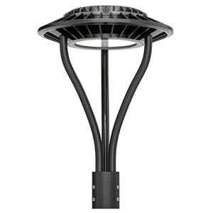 100w led post top light with dusk to dawn sensor,etl dlc listed led post light,14,000lm,3000k/4000k/5000k,ip65 waterproof,led post top outdoor circular area pole light for garden yard street lighting