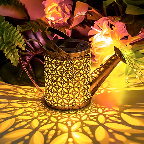 Upgrade Large Watering Can with Lights - Solar garden lights, Waterproof Solar Lanterns Garden Decorations for Outdoor, Pathway, Yard, Deck, Lawn, Patio, Walkway, Courtyard Party Decor Gardening Gift