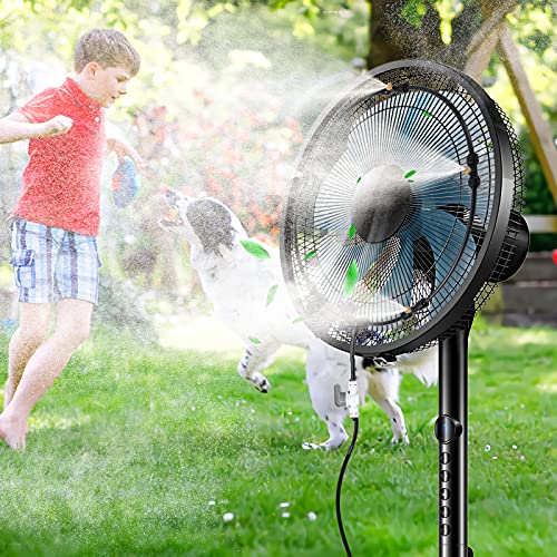 Fan Misting Kit, Outdoor Fan Misters for Cooling, Misting Fans for Outside, 19.6FT Misting Line + 5 Brass Nozzles Misters Connects to Outdoor Fan