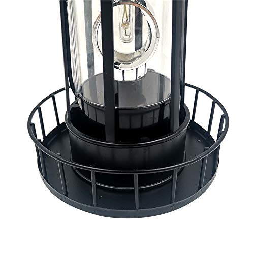 CALIDAKA LED Solar Powered Lighthouse,360 Degree Rotating Lamp Waterproof Garden Smoke Towers Statue Lights for Outdoor Garden Pathway Patio Courtyard Decoration, Black