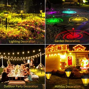 ASFSKY Solar Pathway Lights Outdoor Waterproof with 2 LEDs Project Beautiful Pattern On The Ground Light The Way for Yard Garden Path Walkway Warm White and Color Changing (Set of 2) …