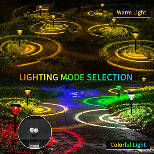 ASFSKY Solar Pathway Lights Outdoor Waterproof with 2 LEDs Project Beautiful Pattern On The Ground Light The Way for Yard Garden Path Walkway Warm White and Color Changing (Set of 2) …