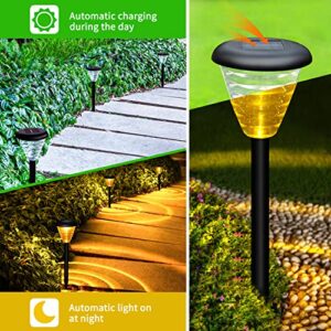 ASFSKY Solar Pathway Lights Outdoor Waterproof with 2 LEDs Project Beautiful Pattern On The Ground Light The Way for Yard Garden Path Walkway Warm White and Color Changing (Set of 2) …