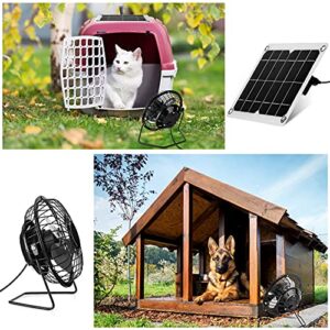 Roceei 10W 4 Inch Mini Solar Panel Powered Fan Outdoor Double USB Solar Panel and USB Solar Panel Fan Waterproof Mini Portable Cooling Fan for Greenhouse Home Dog Chicken House Car Ventilation System