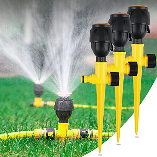 Eiqer 360° Rotation Auto Irrigation System, Multifunction-Adjustable Sprinklers, Large Area Coverage Garden Sprinkler for Lawn Sprinkler, Plant Irrigation Sprinkler System（NOT Have Hose Connector）