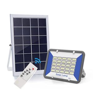 lmluluda solar flood lights outdoor, 3700lm 6500k dusk to dawn solar flood lights with remote control, ip67 waterproof solar powered security lights for yard, garden, shed, barn, garage