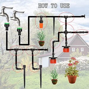 204Pcs Barbed Connectors Irrigation Fittings Kit,Drip Irrigation Barbed Connectors 1/4''Tubing Fittings Kit for Flower Pot Garden Lawn(Straight Barbs,Single Barbs,Tees,Elbows,End Plug,4-Way Coupling)