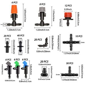 204Pcs Barbed Connectors Irrigation Fittings Kit,Drip Irrigation Barbed Connectors 1/4''Tubing Fittings Kit for Flower Pot Garden Lawn(Straight Barbs,Single Barbs,Tees,Elbows,End Plug,4-Way Coupling)