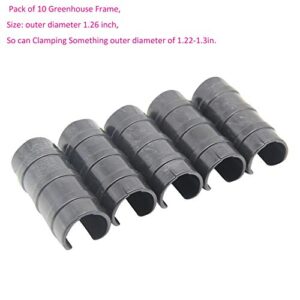 QDJUNE Garden Buildings Tube Clip 1.26 inch Black Greenhouse Clips Greenhouse Frame Pipe Tube Film Clip Connector Kit Pack of 10, Can Clamping Something Outer Diameter of 1.22-1.3in