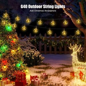 doopo 100FT Outdoor String Lights with Dimmer- LED String Lights G40 Globe Patio Lights Energy-Saving with 52 Bulbs(2 Spare), Waterproof Shatterproof Hanging Lights for Porch Outside Garden Backyard