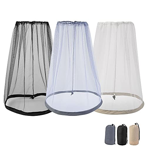 Mesh Mosquito Head Net Set, Protective Face Covering Hat Netting for No See Insects Bugs Gnats Biting Midges Bee Keeper for Garden Work Camping Hunting Fishing