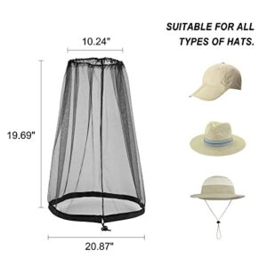 Mesh Mosquito Head Net Set, Protective Face Covering Hat Netting for No See Insects Bugs Gnats Biting Midges Bee Keeper for Garden Work Camping Hunting Fishing