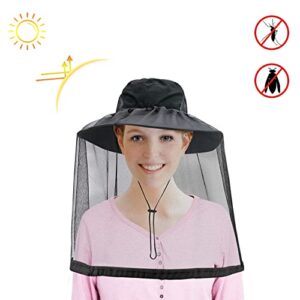 Mesh Mosquito Head Net Set, Protective Face Covering Hat Netting for No See Insects Bugs Gnats Biting Midges Bee Keeper for Garden Work Camping Hunting Fishing