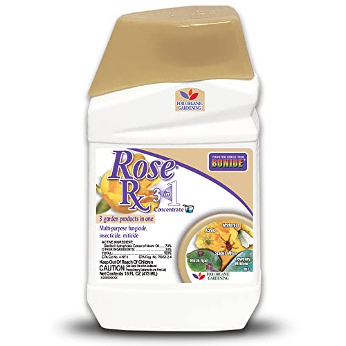 Bonide Rose Rx Multi-Purpose Fungicide, Insecticide and Miticide, 16 oz Concentrated Solution for Organic Gardening