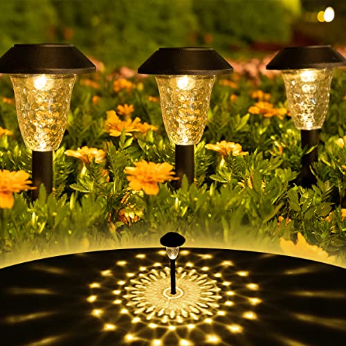 Gisanty Solar Pathway Lights, 12 Pack Solar Garden Lights，IP44 Solar Outdoor Waterproof Lights Cold White Light Auto ON/Off Solar Powered Landscape Lights Decoration for Patio，Walkway，Yard，Driveway