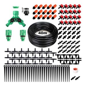 kavolet drip irrigation kit,131ft garden irrigation system, garden courtyard automatic watering system, adjustable watering sprayer dripper kit,for garden greenhouse flower bed patio landscape