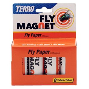 terro t518 fly magnet sticky fly paper fly trap, 8 count (pack of 1)