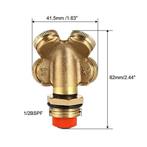 uxcell Misting Spray Nozzle, 1/2BSPF Brass 4 Holes Garden Sprinklers Irrigation Connector Fitting (with Adapter and Filter Mesh)