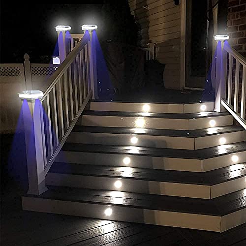 Sumaote Solar Post Cap Light, Outdoor Waterproof LED Solar Post Light Fits 4x4 5x5 6x6 Wooden Posts Fence Post Lights Platform Garden Patio Deck Lighting 6000K White Light, White Shell,1 Pack