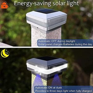 Sumaote Solar Post Cap Light, Outdoor Waterproof LED Solar Post Light Fits 4x4 5x5 6x6 Wooden Posts Fence Post Lights Platform Garden Patio Deck Lighting 6000K White Light, White Shell,1 Pack