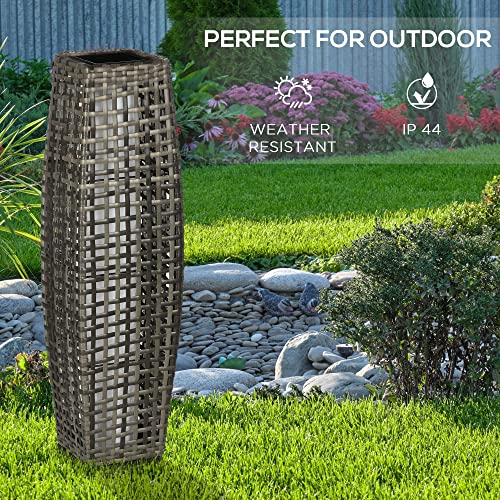 Outsunny Solar Floor Lamp, Outdoor Garden Lantern Pathway Light & Decorative Driveway Lighting with Auto On/Off LED Lights for Porch, Yard, Lawn, Courtyard, Deck, Gray